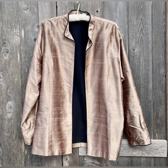 Bleu Bayou | Jackets & Coats | Bleu Bayou Silk Jacket Open Front Gold ...